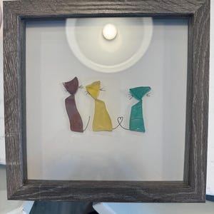 Beach Glass Cats/ Cat Lover Art/ Beach Glass/sea Glass in 8x8x1 ...