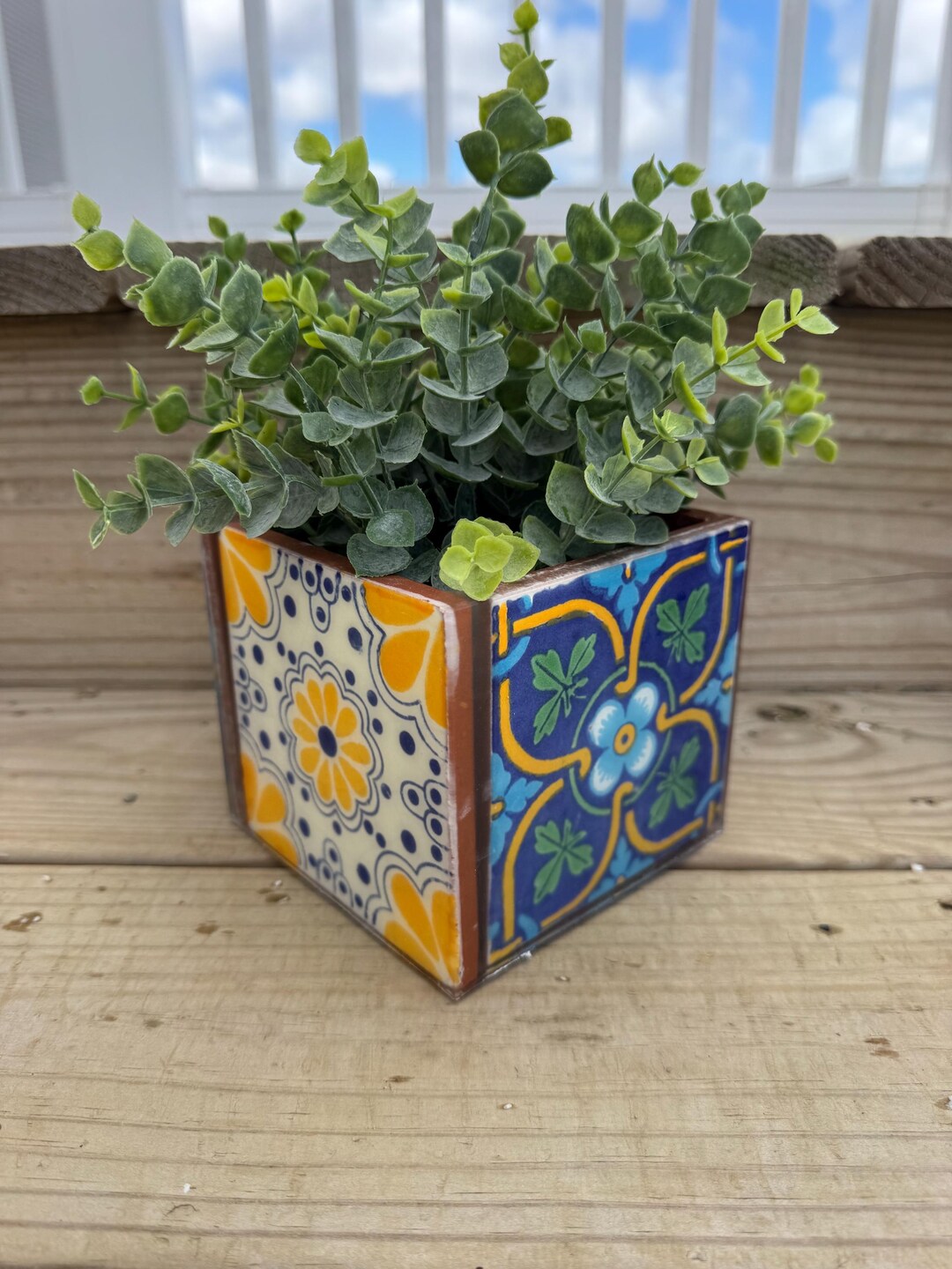 Talavera Tile Planter: Mexican Floral Box With Epoxy Finish - Etsy