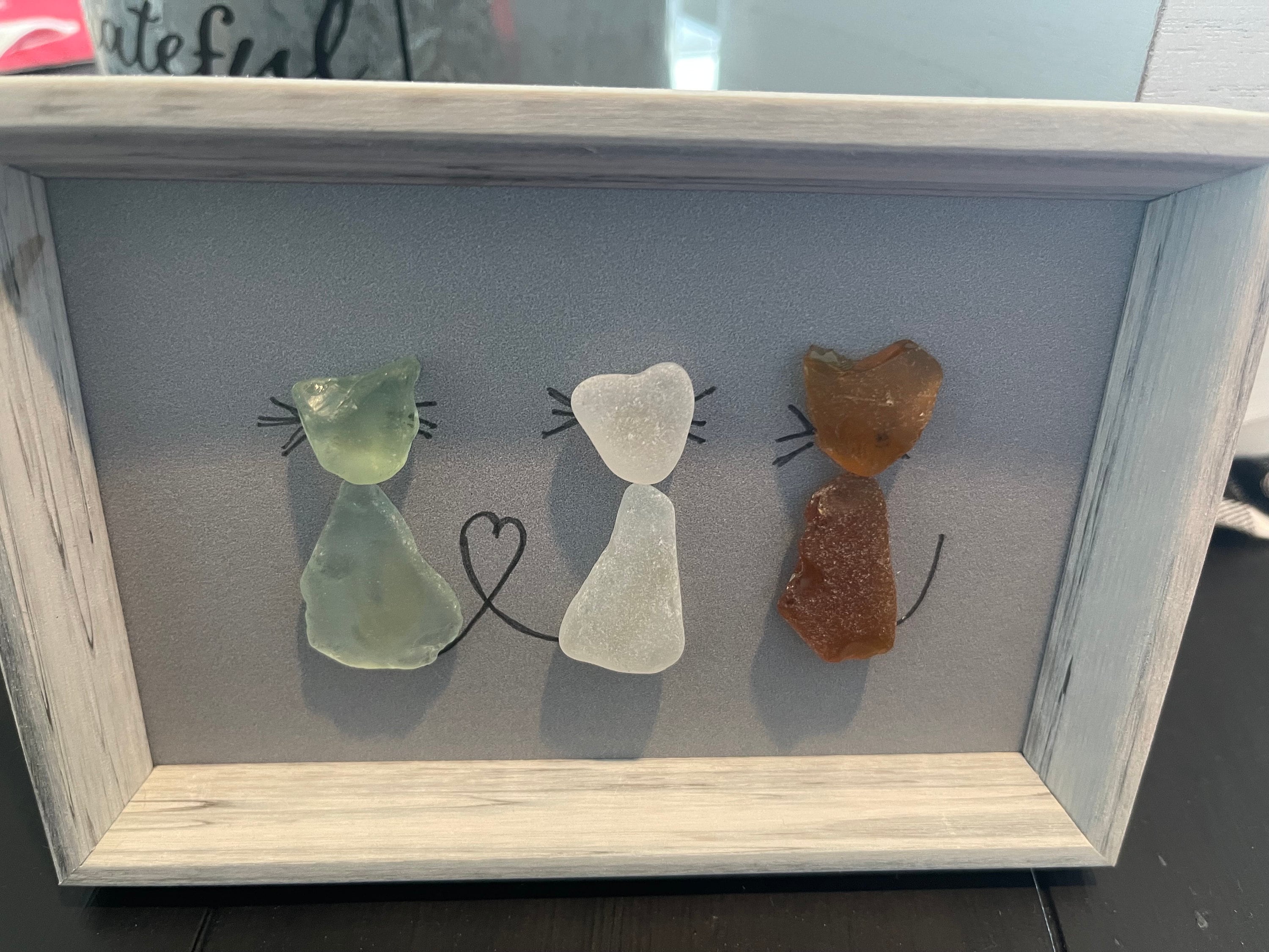 Beach Glass Cats/ Cat Lover Art/ Beach Glass/sea Glass in 8x8x1 ...