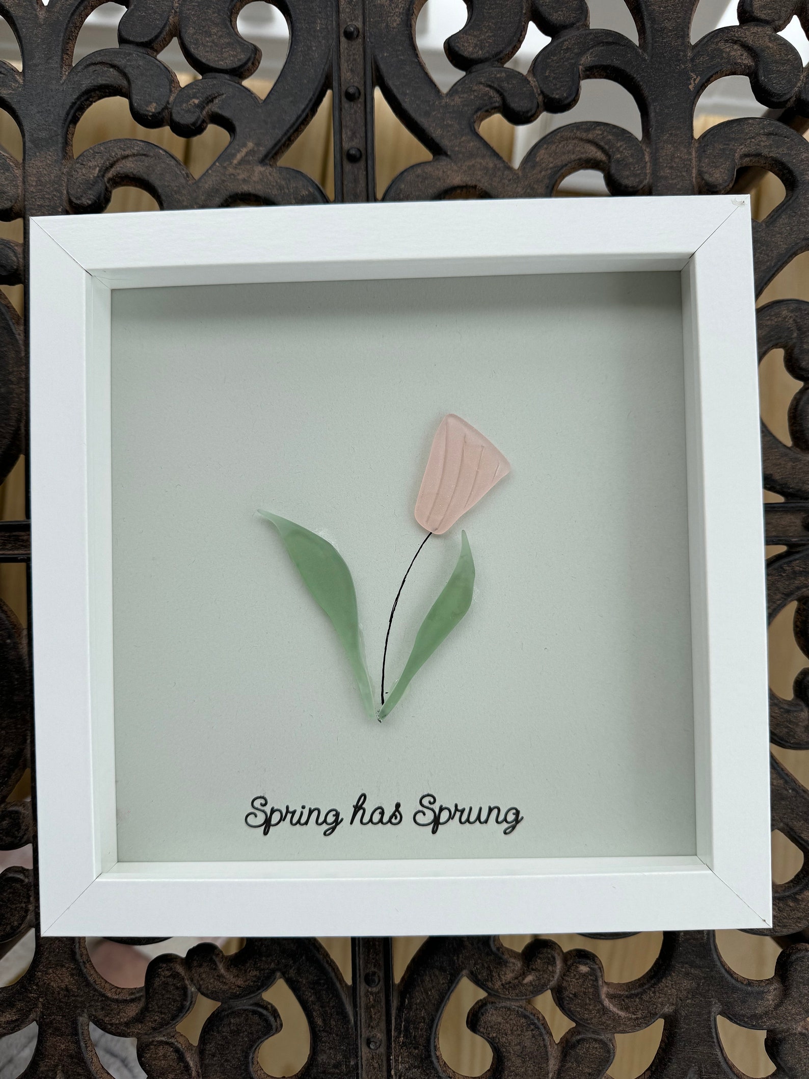 Spring Flowers Beach Glass Art/ Spring Gift / Faux Beach Glass Art ...