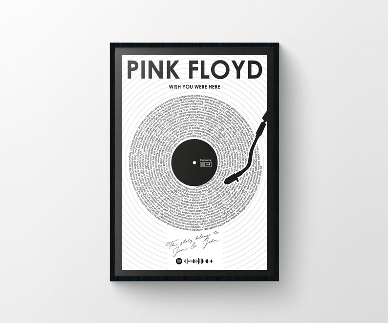 Custom Lyric Vinyl Poster Personalized Music Art Print Unique Gift for ...
