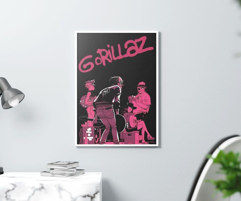 Gorillaz Band Poster, Virtual Band Art, Music Gift, Alternative Decor ...