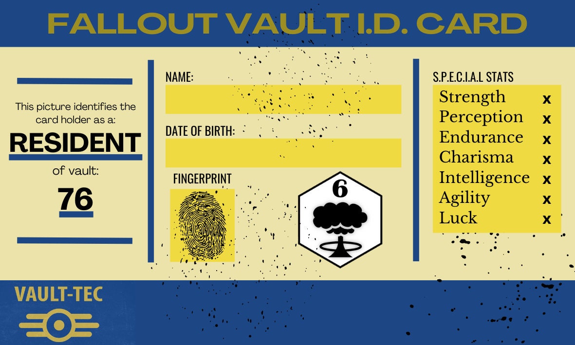 Customizable Fallout Vault Tec ID Card Badge Accessories Fallout ...
