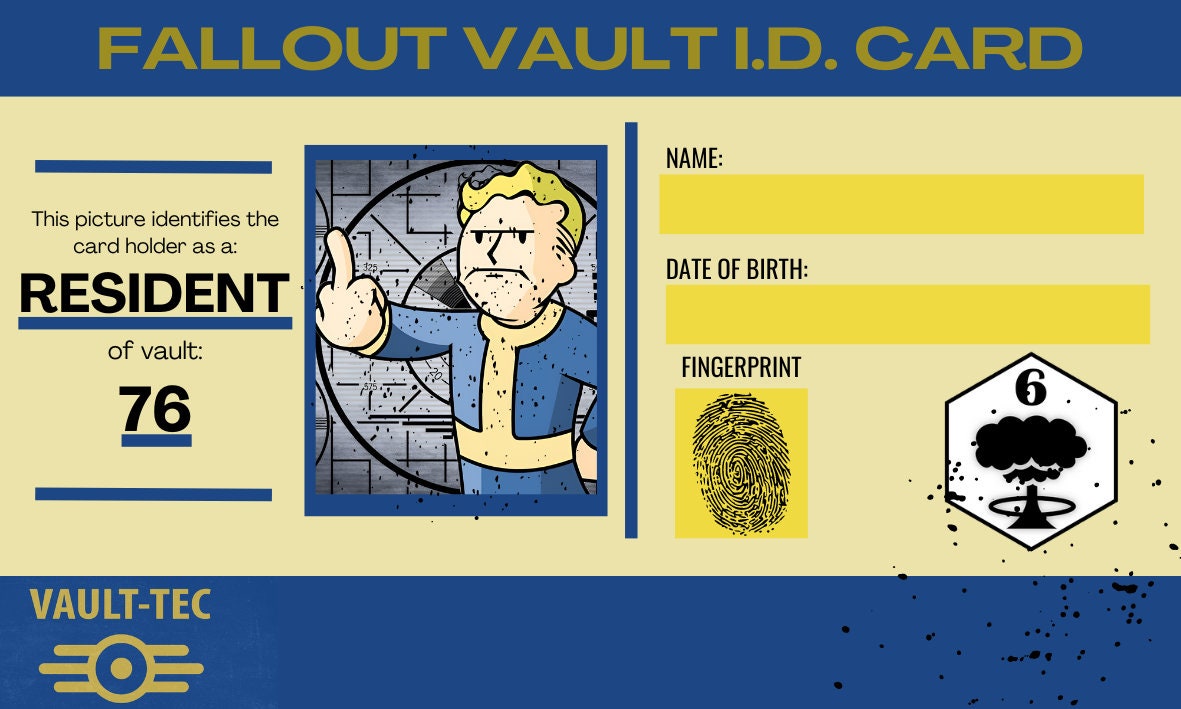 Customizable Vault-tec ID Card Badge From Fallout Accessories Fallout ...