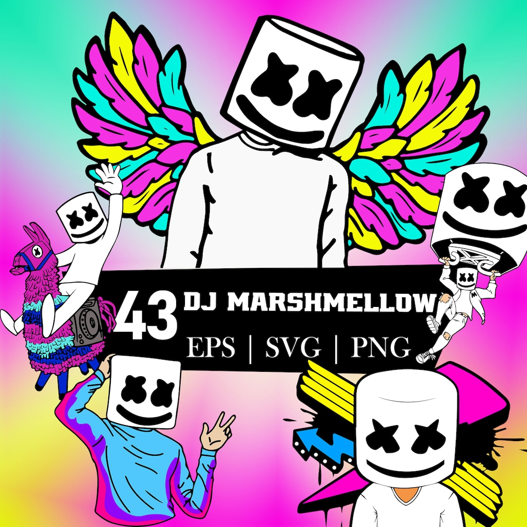 DJ Marshmello Svg Marshmallow Png Clipart & Stickers Marshmallow Font ...