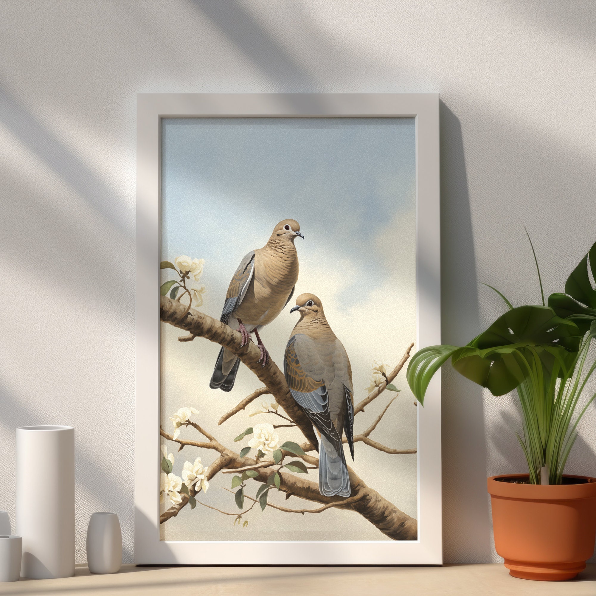 Printable Bird Art | Morning Doves Wall Art | Digital Download | Rustic ...