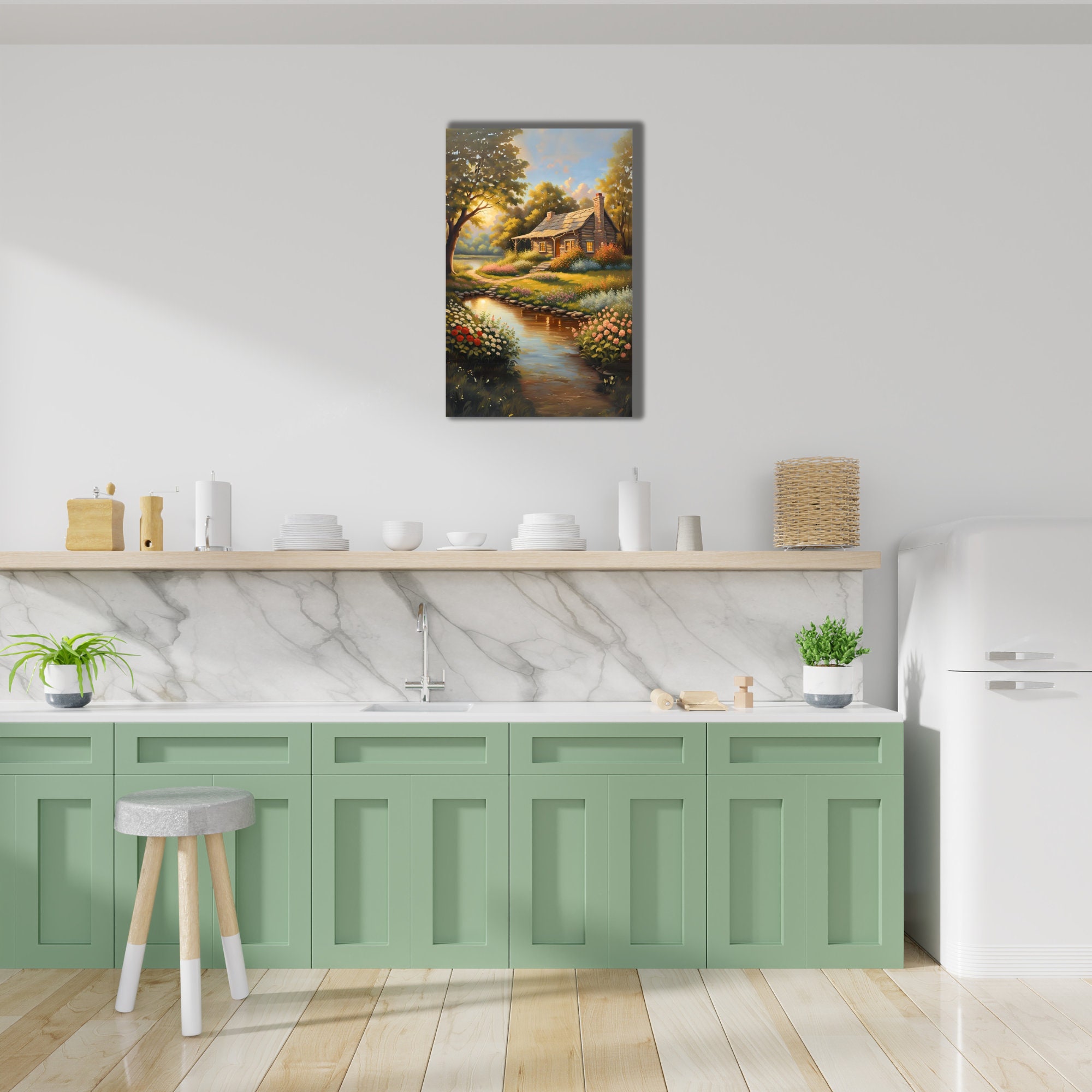 Rustic Summer Farmhouse Cottagecore Painting on Canvas Poster, Large ...