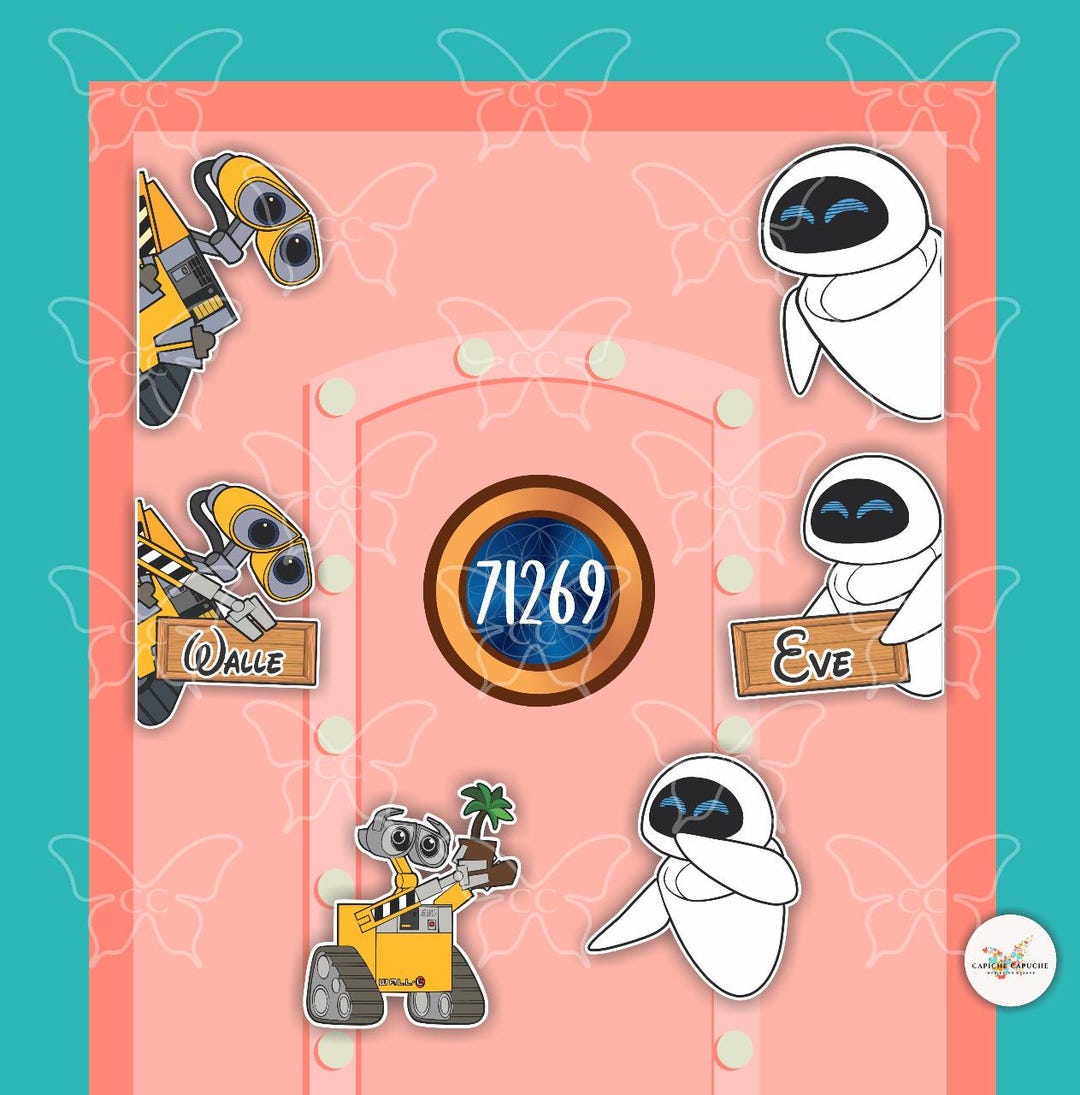 Wall-e and Eve-disney Movie Inspired Cruise Suite Door Magnets ...