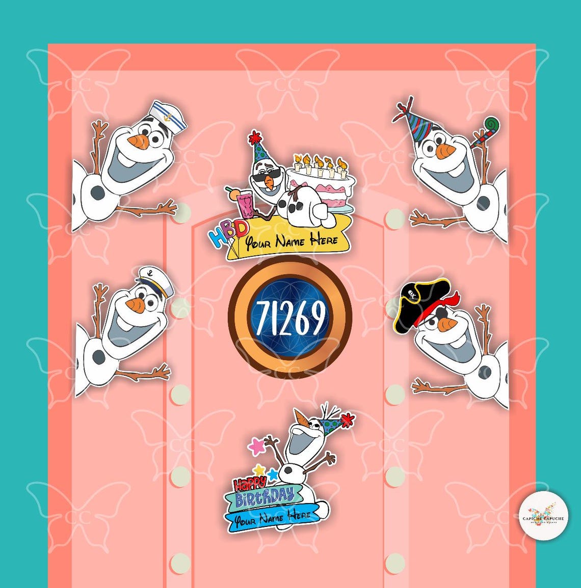 Frozen Olaf Cartoon Movie -disney Movie Inspired Magnets Cruise Suite ...