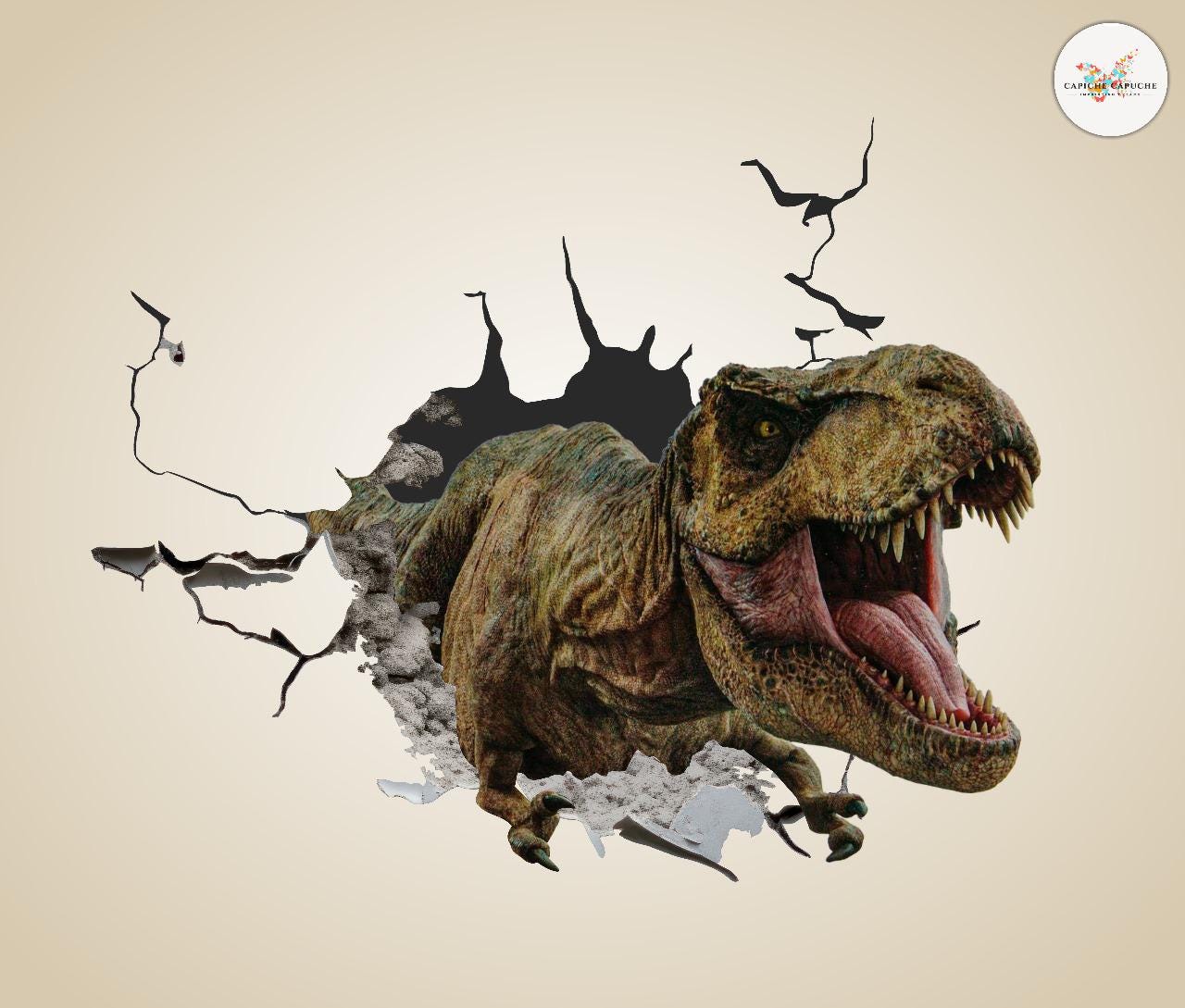 Dinosaur T-rex Breaking Out - Wall Decals/wall Stickers/home Decoration ...