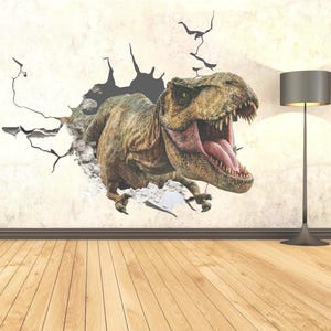 Dinosaur T-rex Breaking Out - Wall Decals/wall Stickers/home Decoration ...