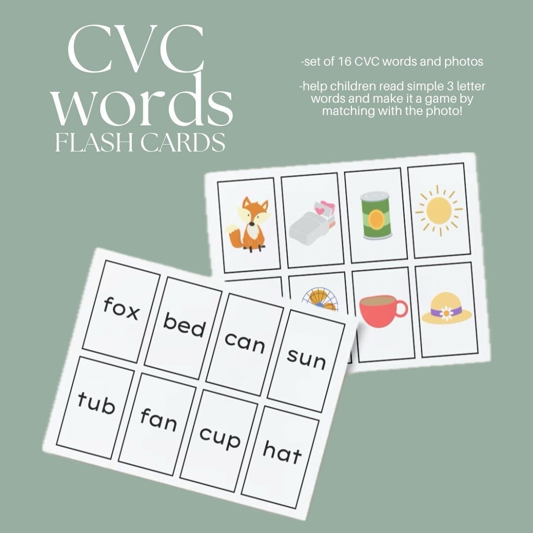 CVC Word Flashcards Game - Etsy