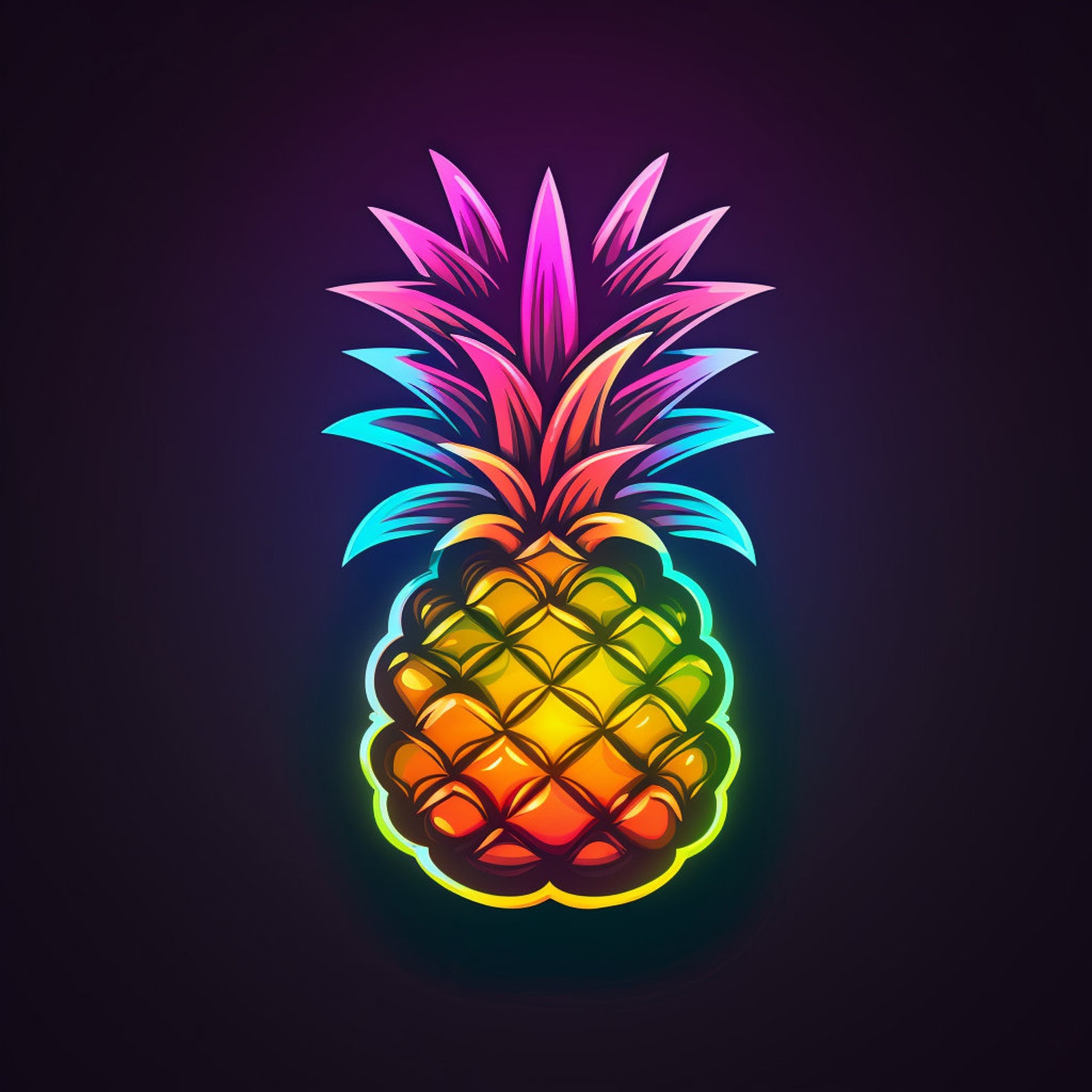 Neon Pineapple - Etsy