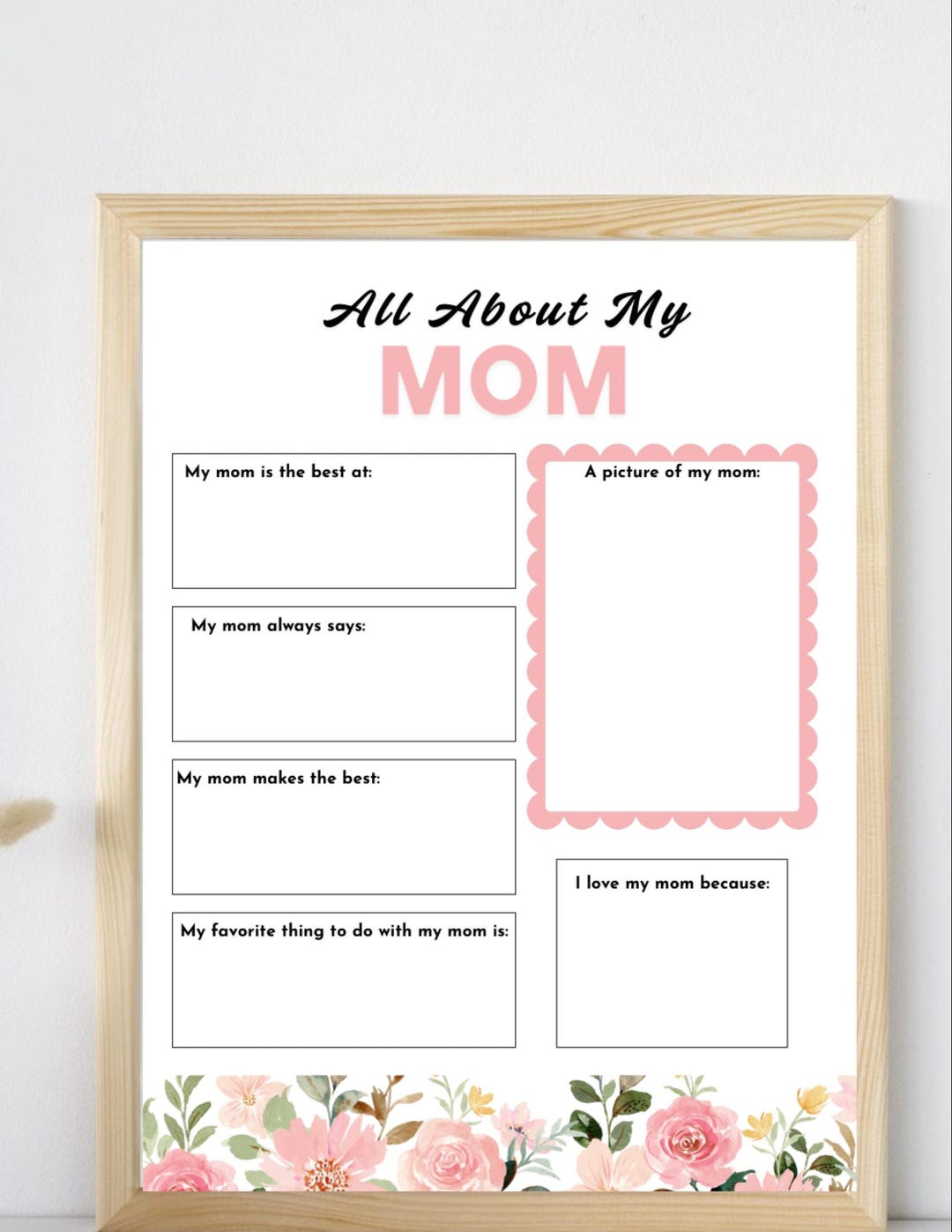 All About My Mom Printable Questionnaire | Mother's Day Gift | Keepsake ...