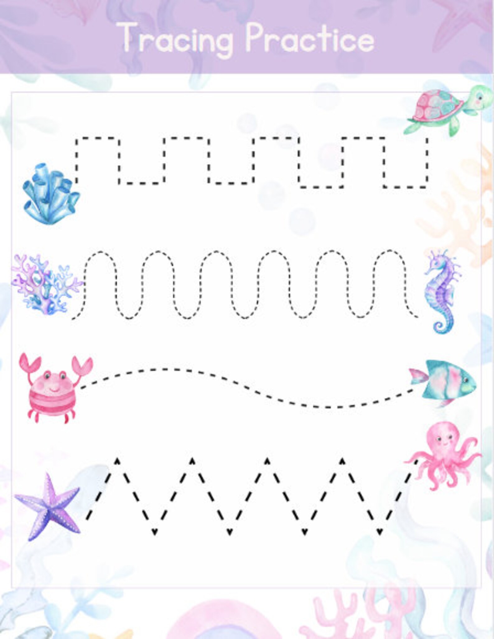 Mermaid-themed Preschool Morning Menu, INSTANT DOWNLOAD, Practice With ...