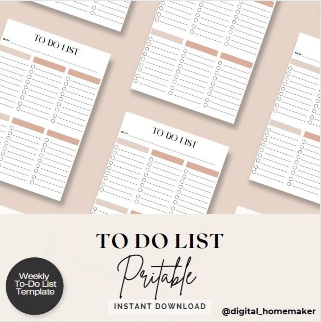 To-do List Printable, INSTANT DOWNLOAD, Minimalist and Aesthetic Weekly ...