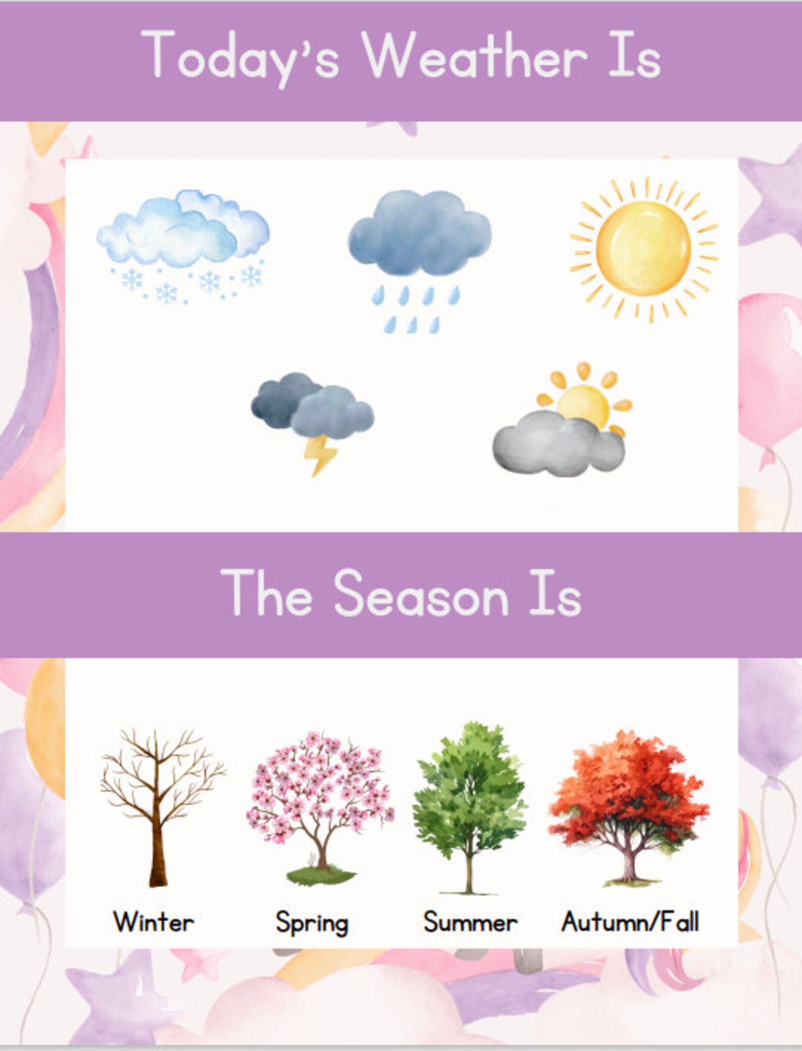 Unicorn-themed Preschool Morning Menu, INSTANT DOWNLOAD, Practice With ...