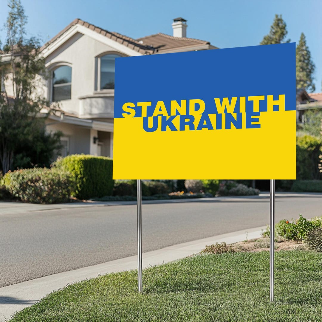Stand With Ukraine Yard Sign, Support Ukraine Yard Sign, Ukrainian ...