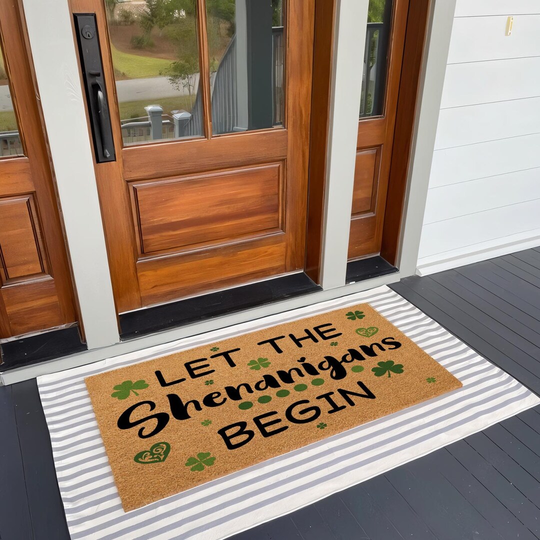 Let the Shenanigans Begin Shamrock Doormat, St. Patrick's Day ...