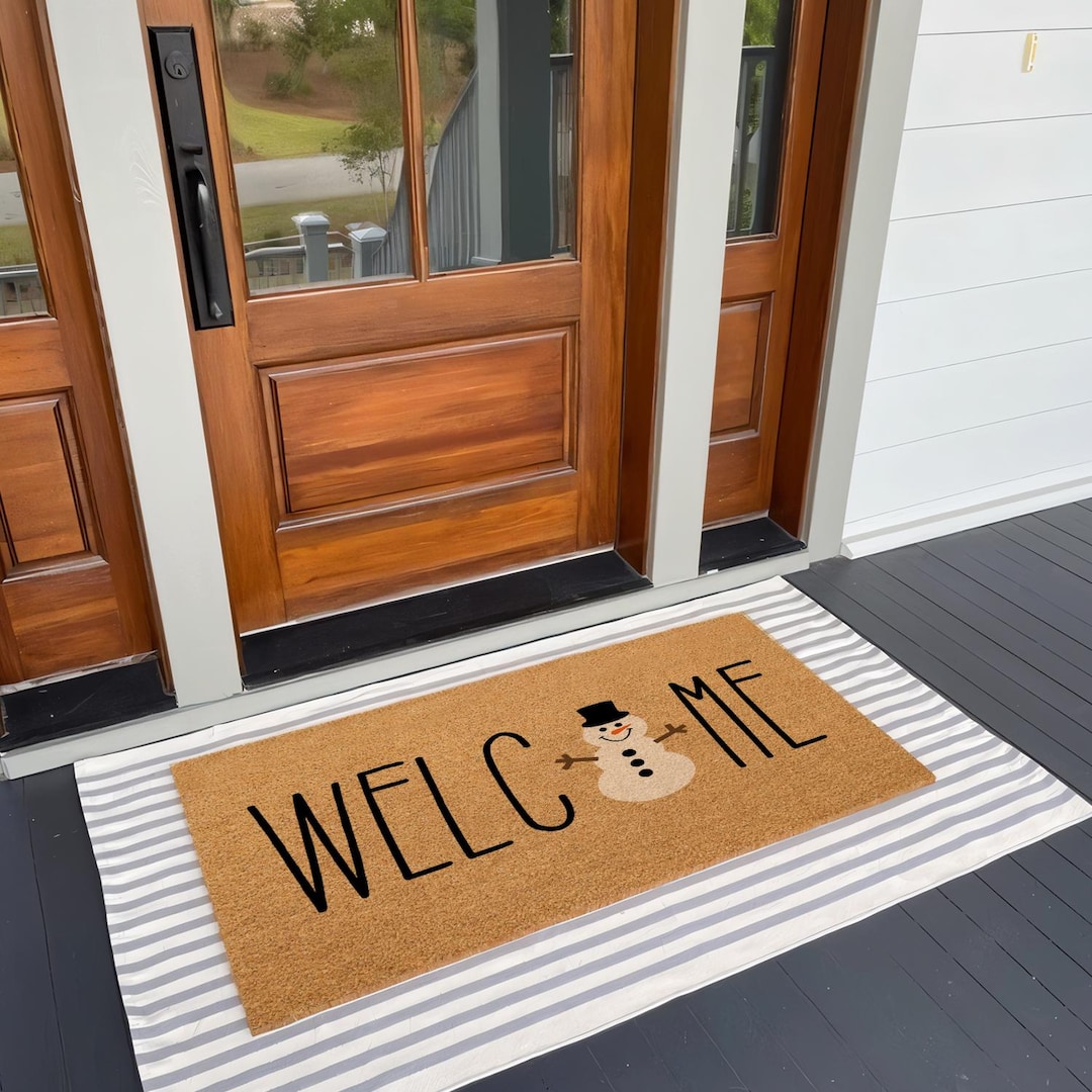 Snowman Welcome Mat | Winter Wishes Doormat | Cute Winter Doormat ...
