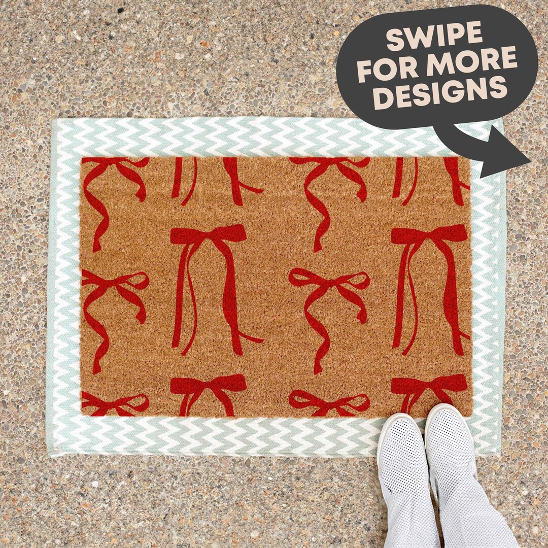 Bow Print Doormat, Bows Doormat, Gift for Her, Welcome Mat, Porch Decor ...