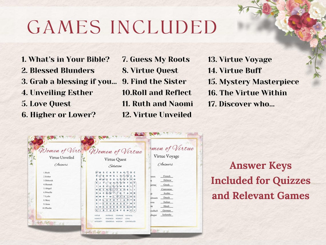 Printable Women’s Ministry Bible Game Bundle Christian Fellowship ...