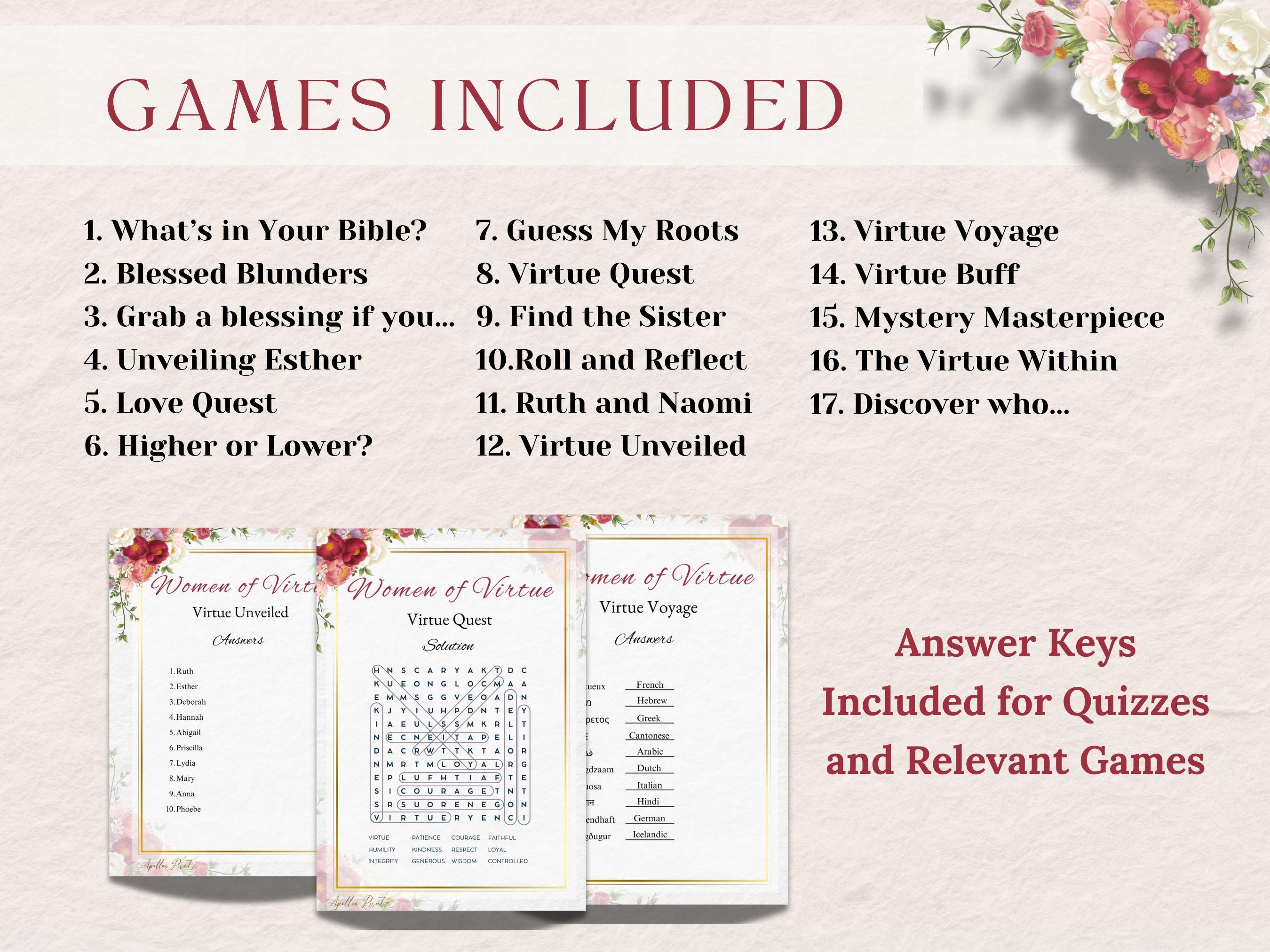 Printable Women’s Ministry Bible Game Bundle Christian Fellowship ...