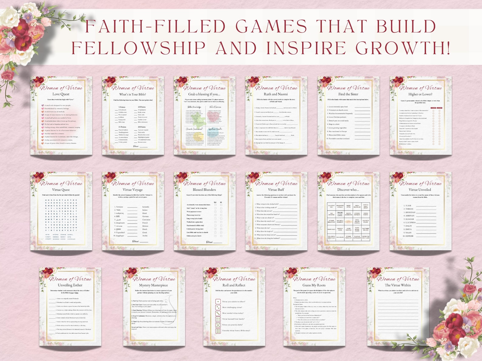 Women's Ministry Printable Bible Game Bundle Bible Study Christian ...