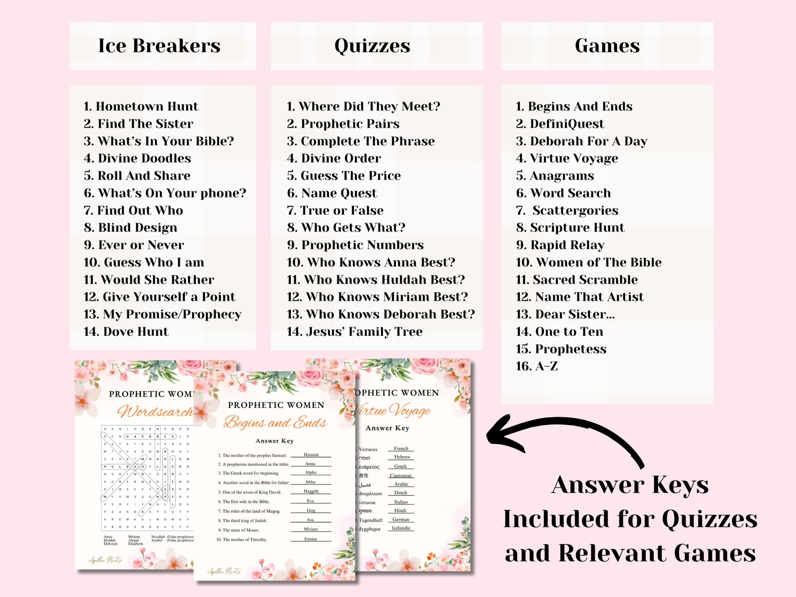 Printable Women’s Ministry Bible Game Bundle Bible Study Christian ...