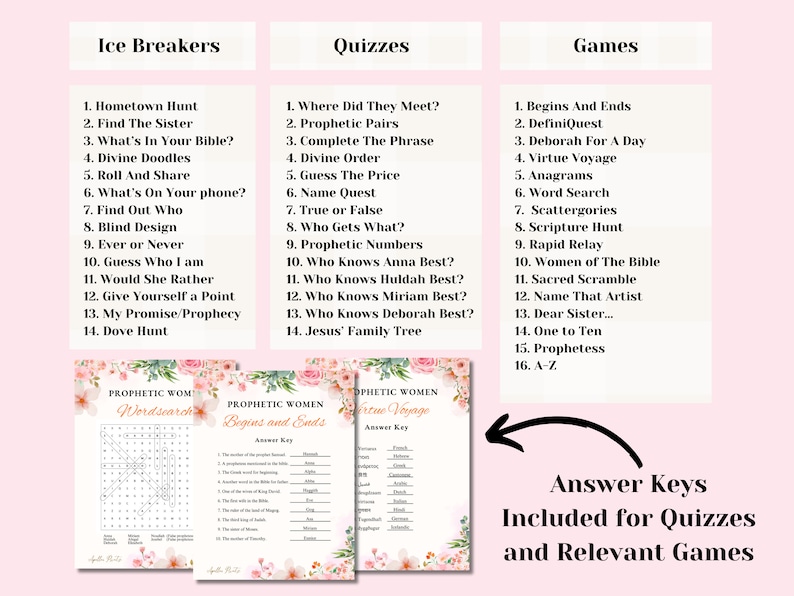 Printable Women’s Ministry Bible Game Bundle Bible Study Christian ...