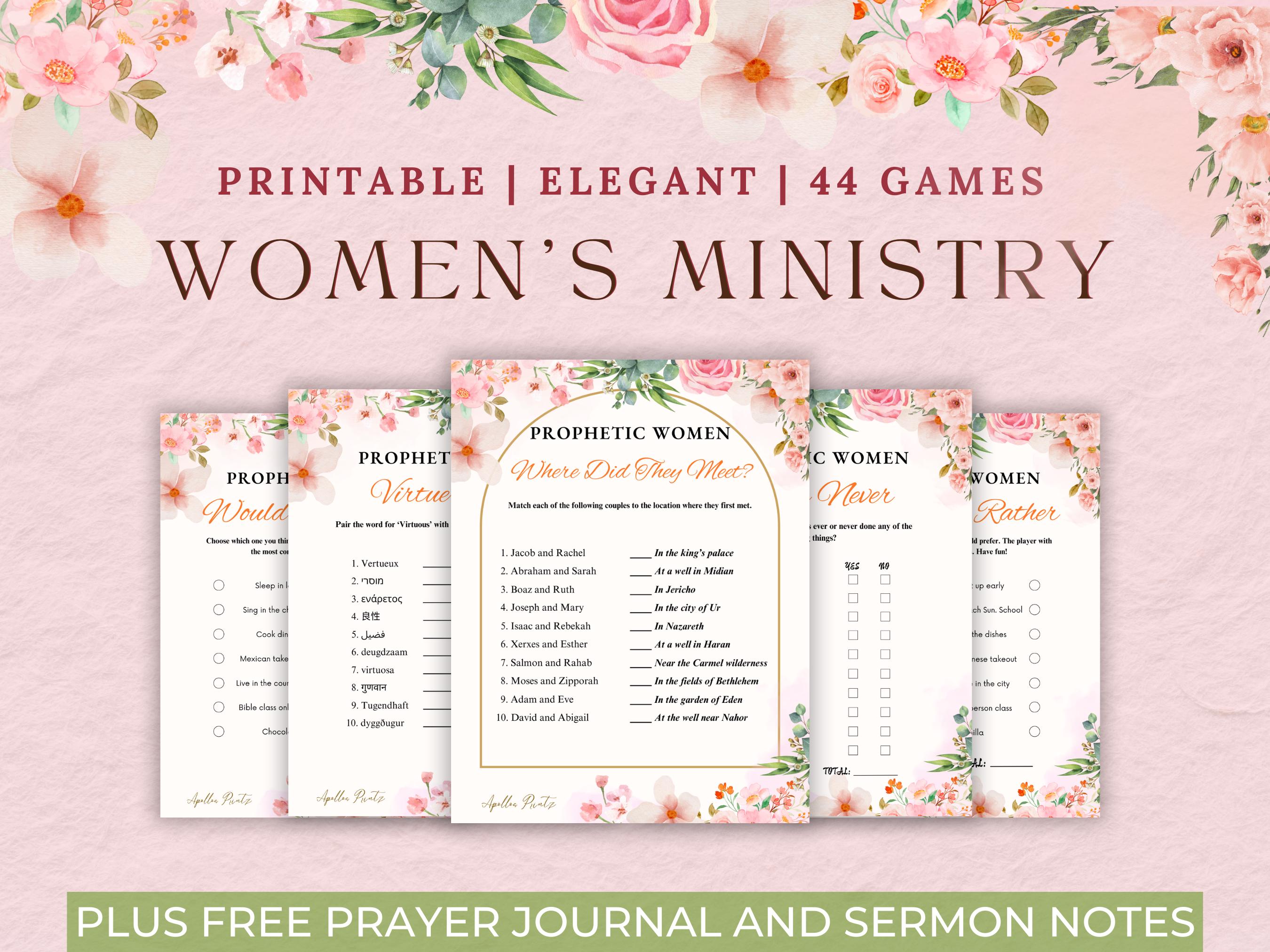 Women’s Retreat Bible Game Printable Bundle Prayer Journal Sermon Notes ...