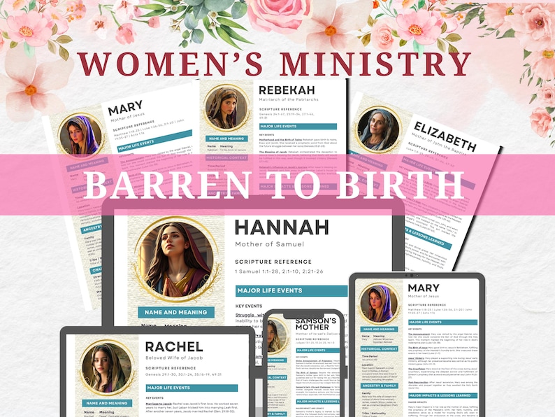 Bible Study Printable Character Sheet Bible Study Guide Miracle Mothers ...