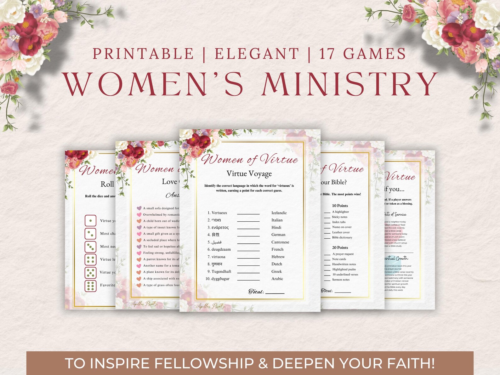 Printable Women’s Ministry Bible Game Bundle Christian Fellowship ...