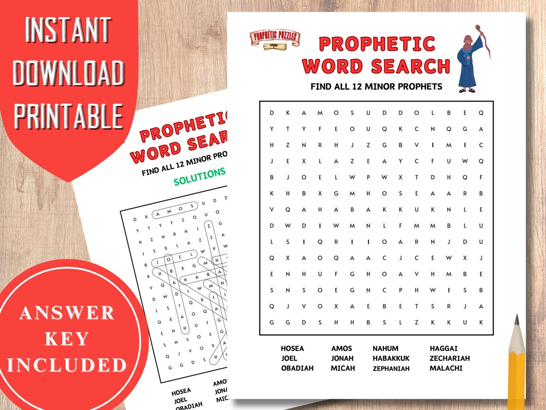 Prophetic Minor Prophets Word Search Prophecy Game Bible Games for ...