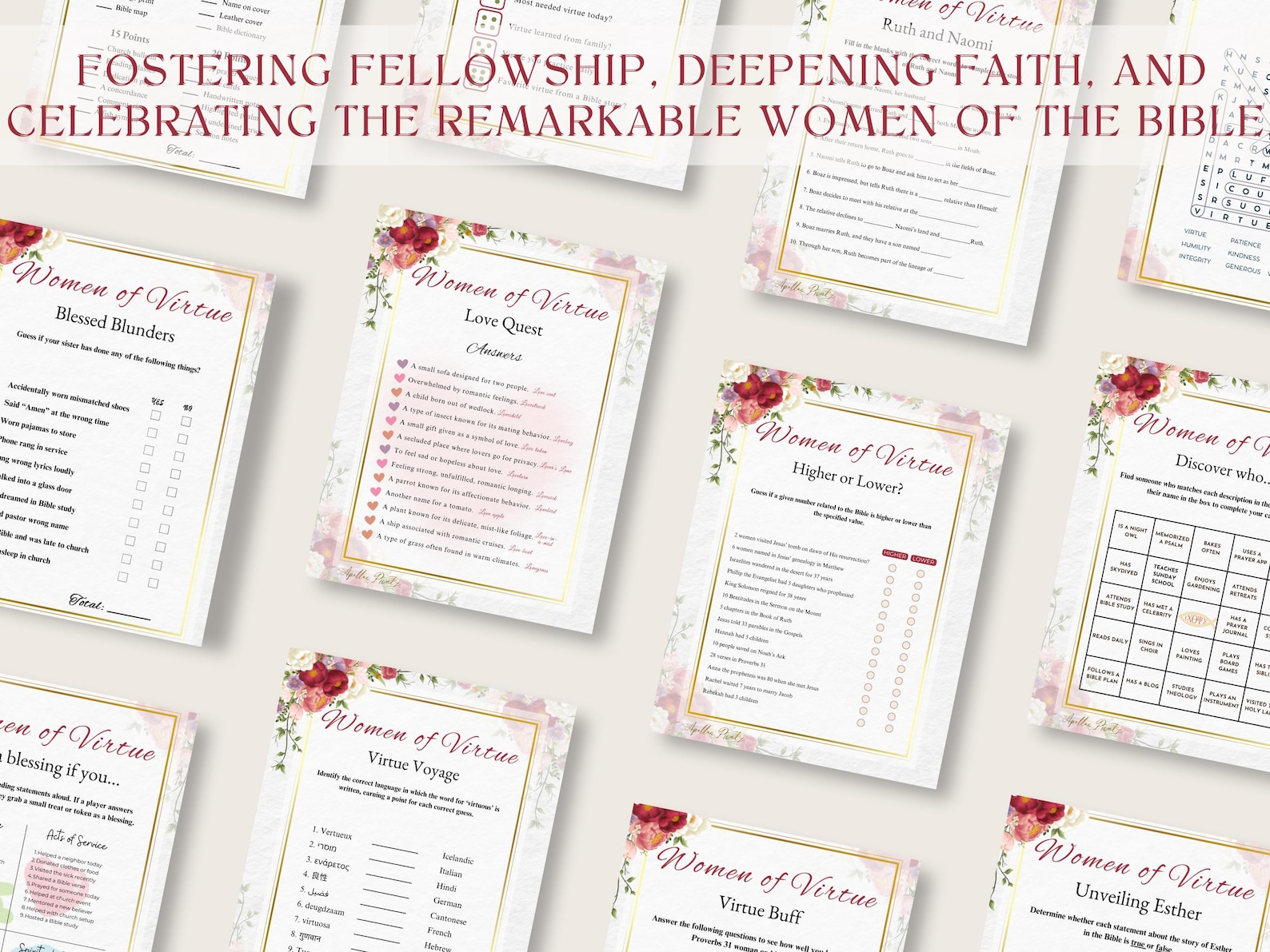 Printable Women’s Ministry Bible Game Bundle Christian Fellowship ...