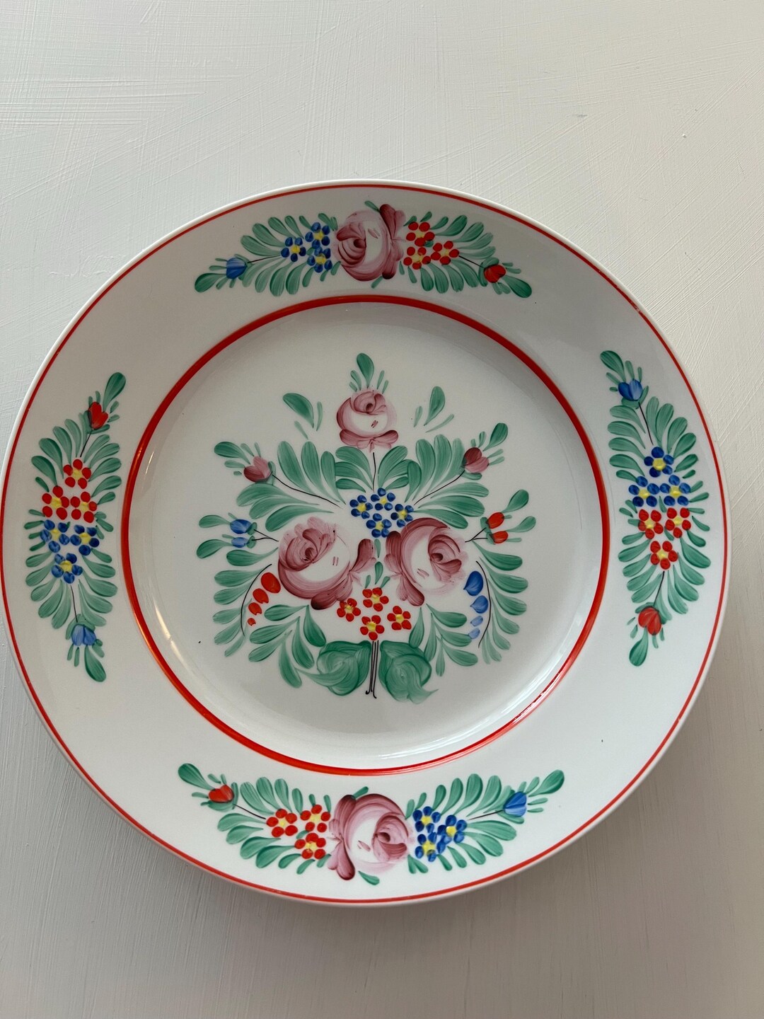 Vintage Hollohaz Hungarian Wall Plate, Hand-painted Floral Decor (9.5 ...