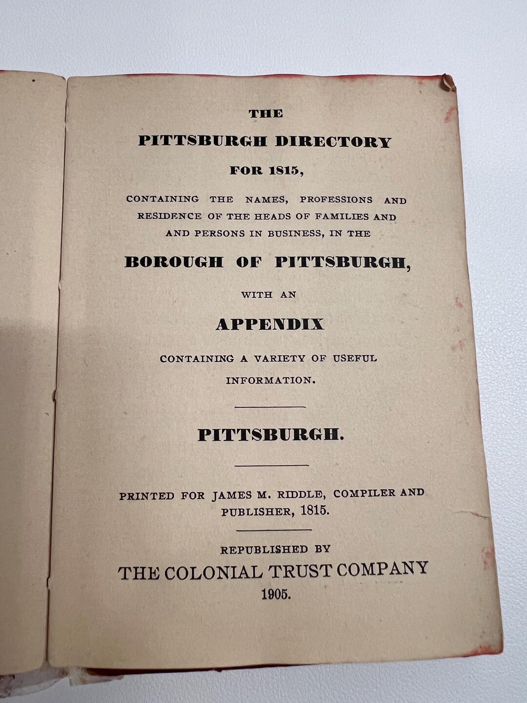 Antique 1815 Pittsburgh Directory, Colonial Trust Company Edition - Etsy