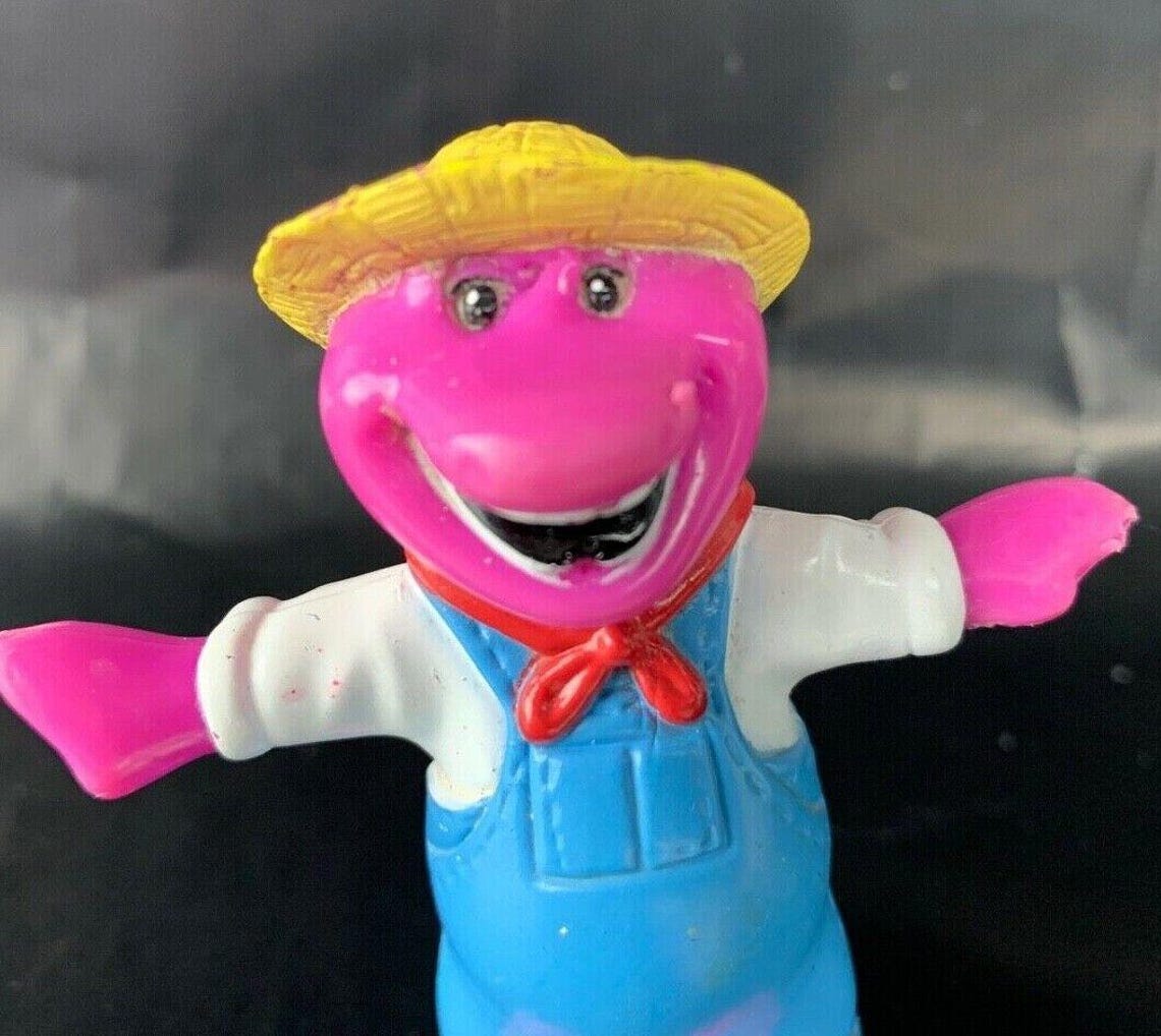 Barney the Purple Dinosaur Farmer Overalls PVC Figure 1997 Hasbro Lyons ...