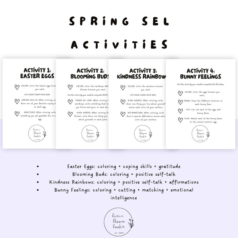 Printable Kid's SEL Spring Activity Book | Spring-themed Mindfulness ...