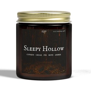 Sleepy Hollow Candle - Cypress, Cedar, Fir, Moss & Amber, 4oz Amber Jar ...
