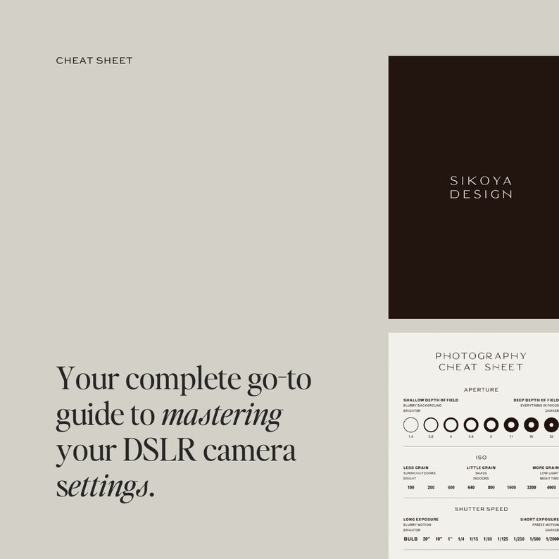 DSLR Photography Cheat Sheet Understand How Your Camera Works Your Go-to Guide - Etsy