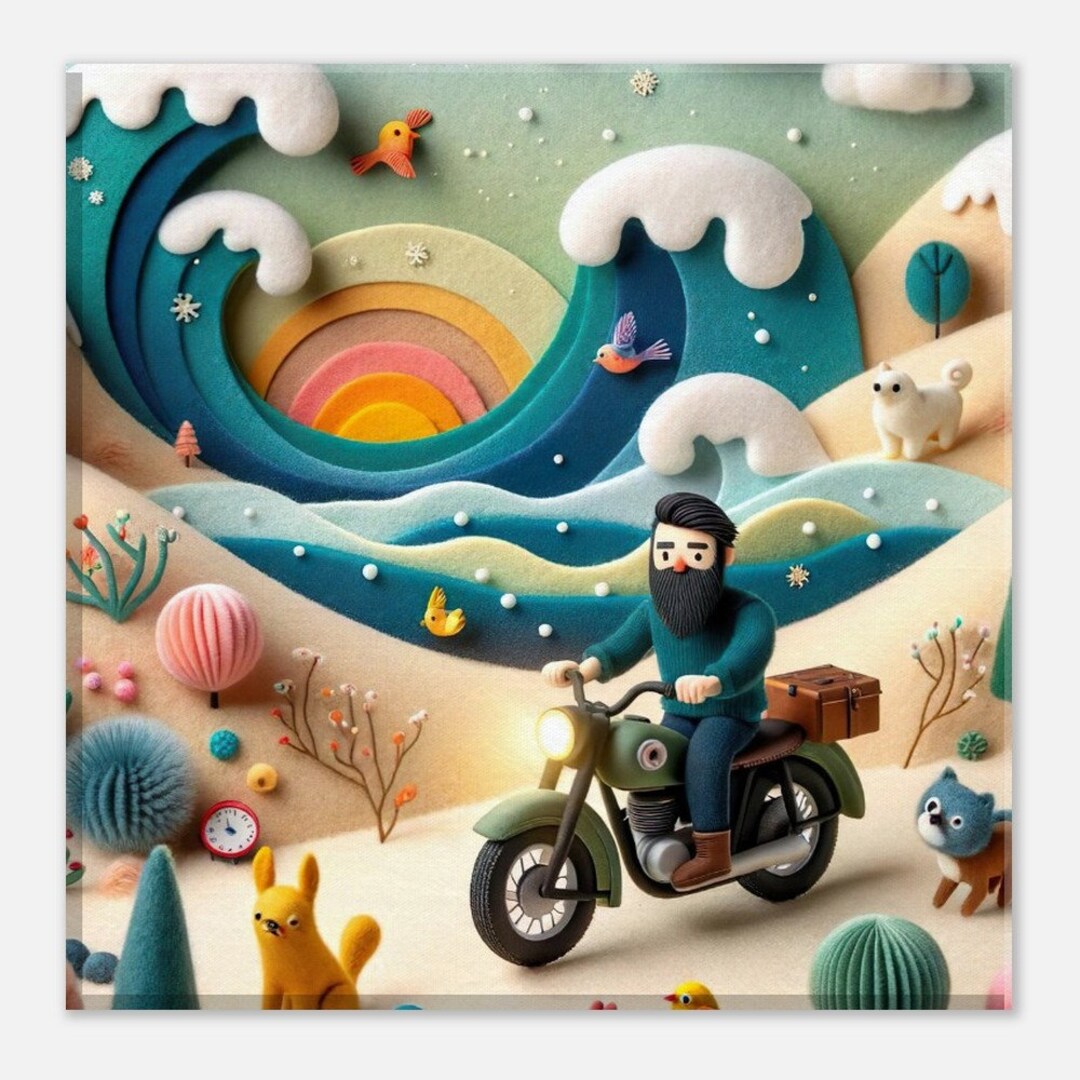 Whimsical Felt Diorama Stretched Canvas or Foam Square Wall Art ...