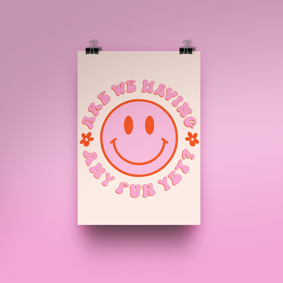 Pink Smiley Face Typography Wall Art - Instant Download Printable Decor ...
