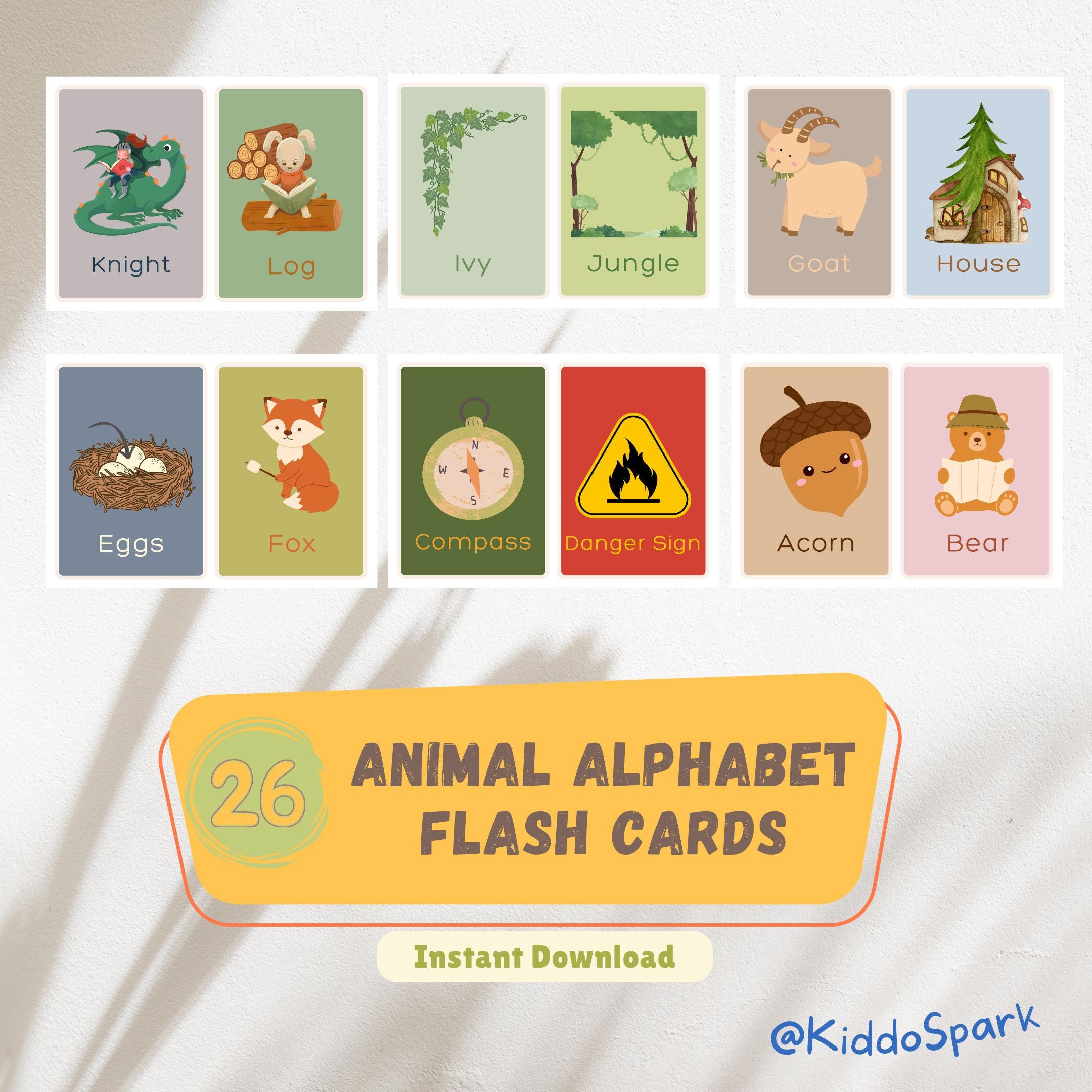 Forest-themed Alphabet Flashcards | A-Z Digital Learning Cards | Early ...