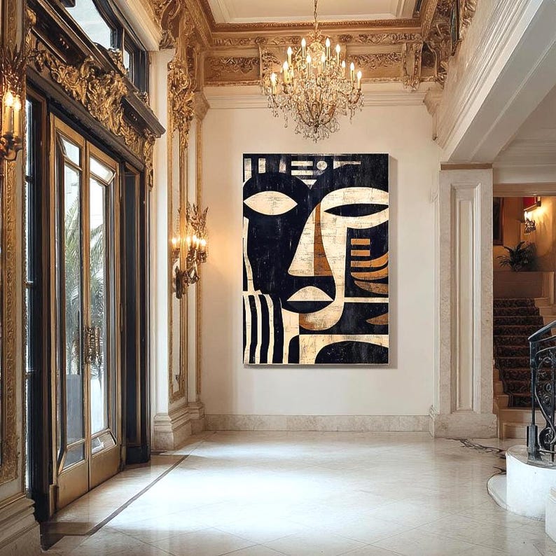 African Mask Abstract Art Canvas, African American Home Decoration ...