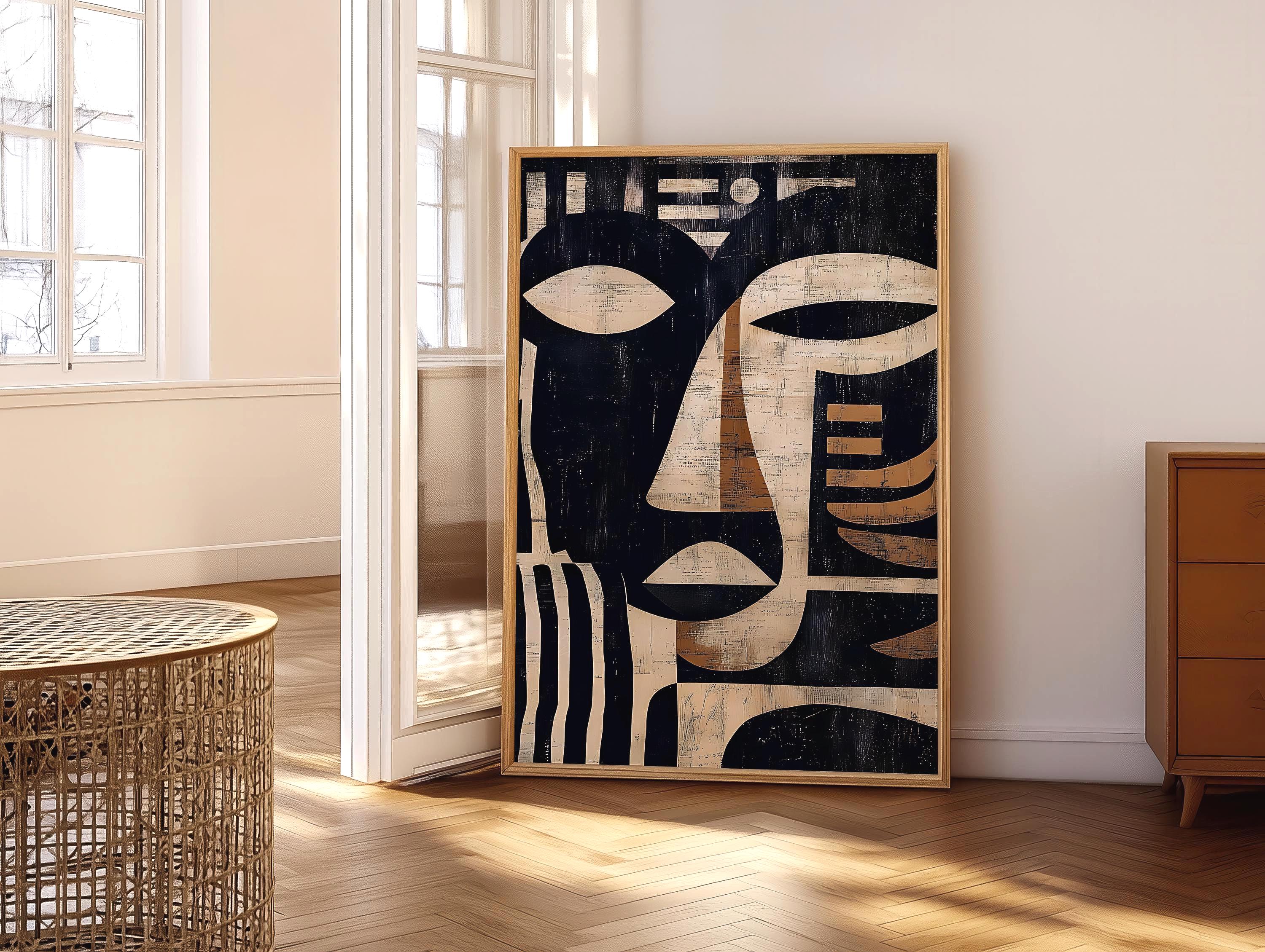 African Mask Abstract Art Poster, African American Home Decoration ...