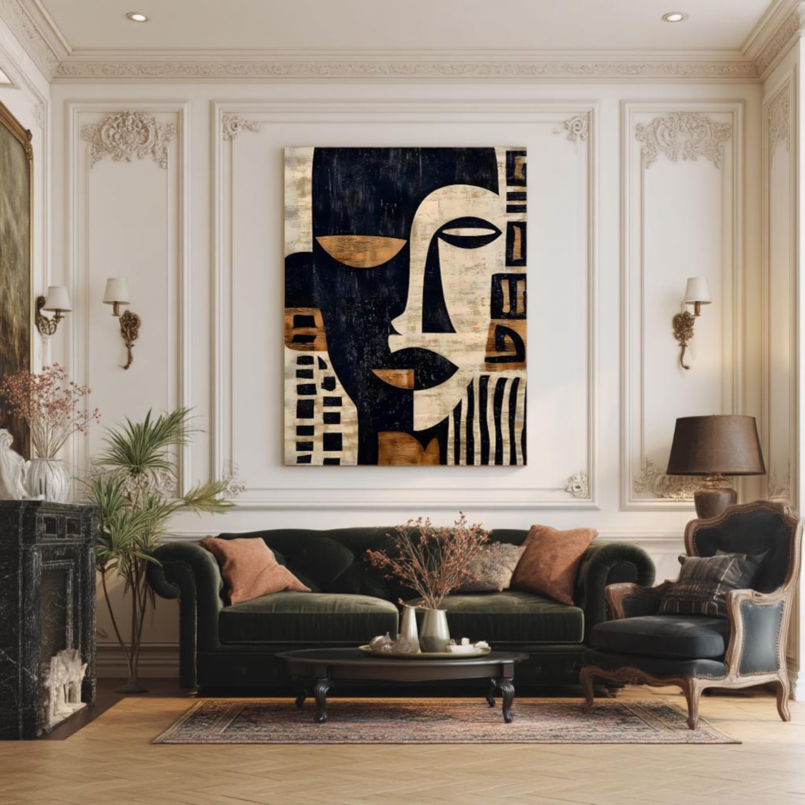 African Mask Abstract Art Canvas, African American Home Decoration ...
