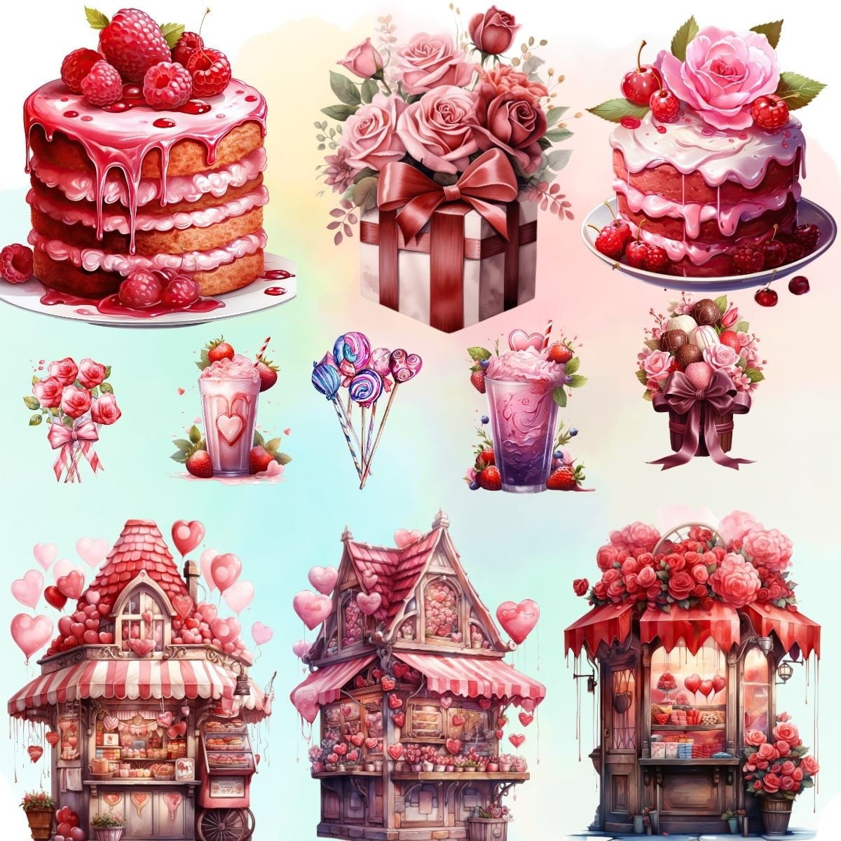 Watercolor Cute Sweets Clipart Bakery Graphics Pastry, Sweet Food, and ...