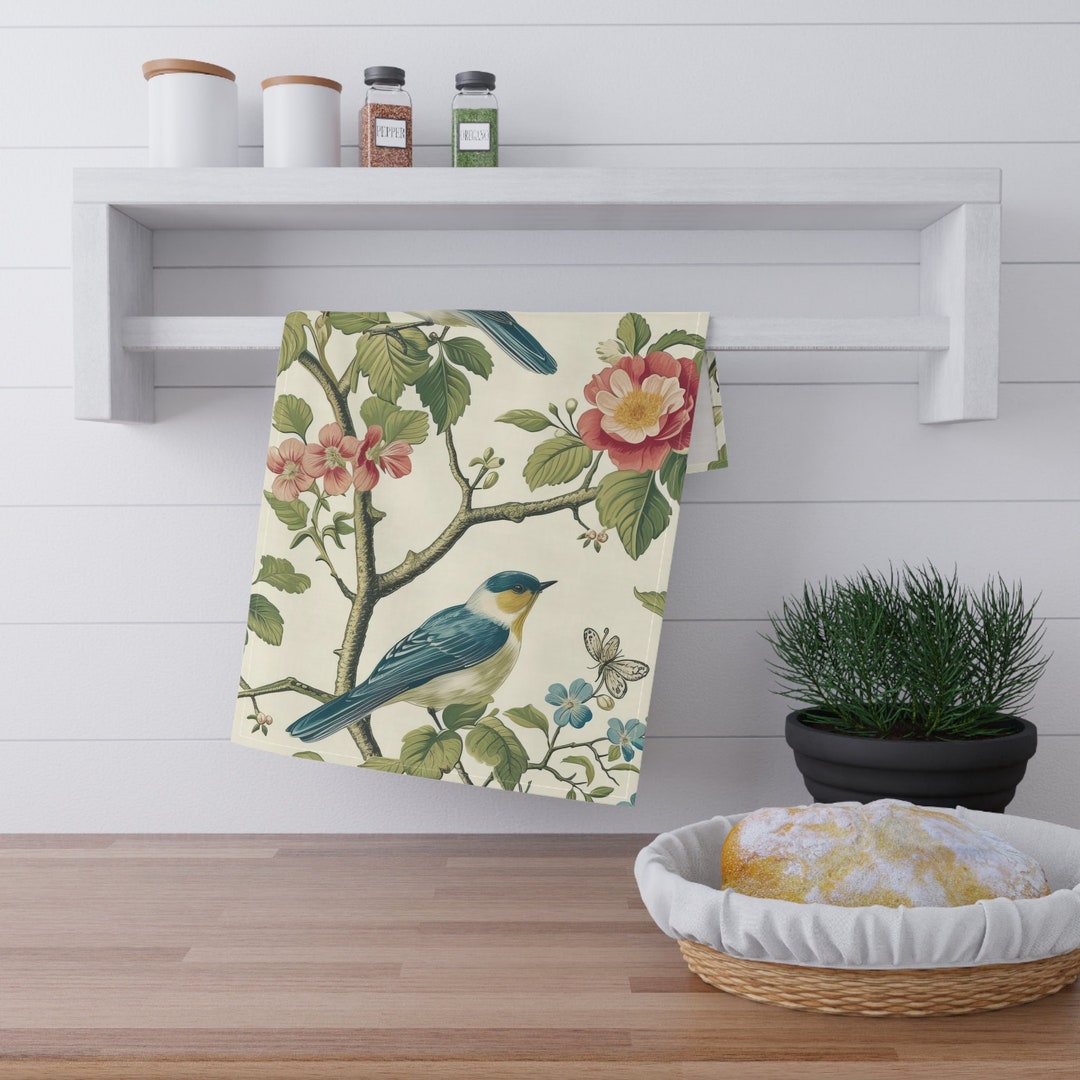 Chinoiserie Toile Kitchen Towel Housewarming Gift for Women Cotton ...