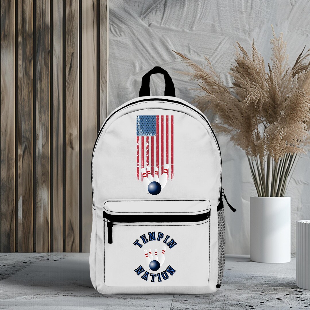 White Bowling Backpack Carry Your Accessories in Style, School Bag for ...